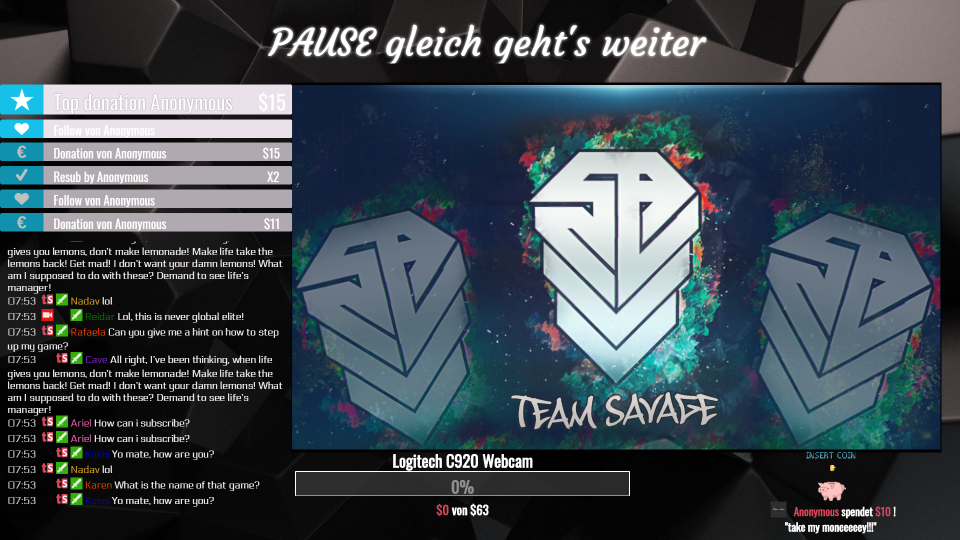 TipeeeStream - Pause Live YouTube - Layout for your stream